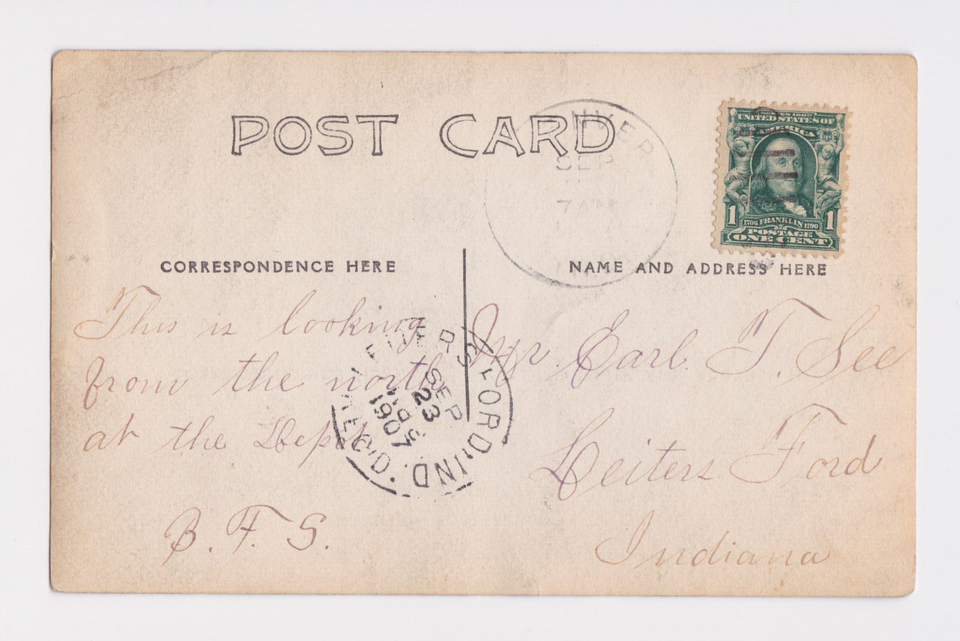 1907 Railroad Station Depot and Train - Denver Indiana RPPC | eBay