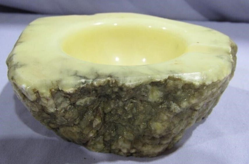 VTG Genuine Italian Alabaster Warm Yellow Heavy Ash/Candy Dish Hand ...