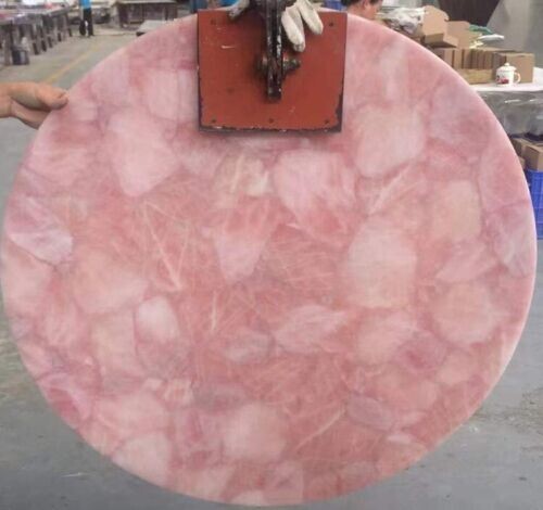 Genuine Rose Quartz Dining / Side Table Top - 60" Large Pink Crystal ...