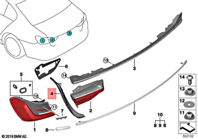 Original BMW 7' G11 Lci-g12 LCI 2019 Drip Rail Right 63219465928 for ...