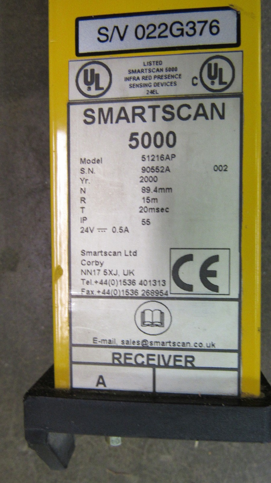SMARTSCAN 5000 51216AP INFRARED SENSING LIGHT CURTAIN 24V RECEIVER | eBay