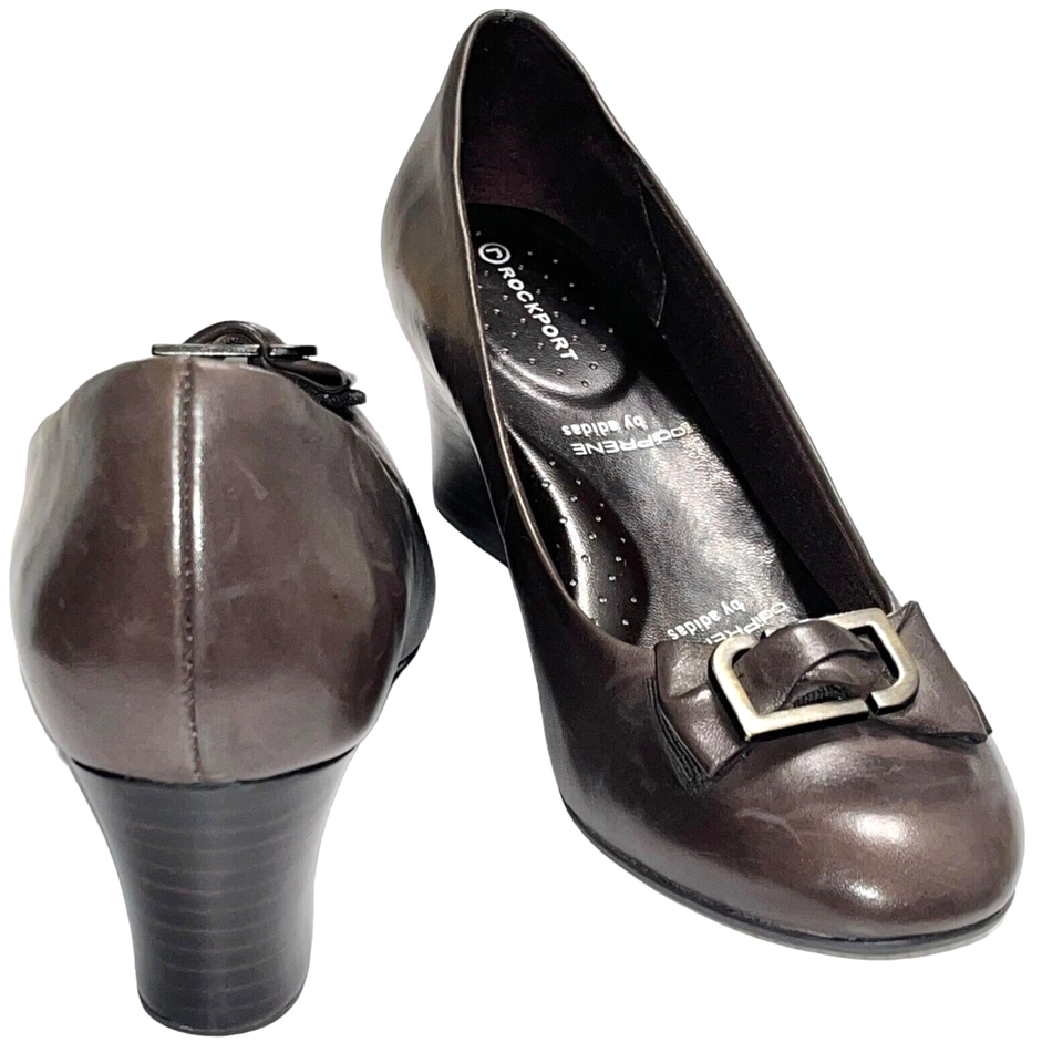 ROCKPORT ADIPRENE ADIDAS 6.5 BROWN LEATHER K54713 WEDGE SHOE PREOWNED ...