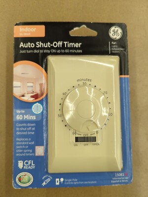 GE 60 MINUTE AUTO SHUT-OFF TIMER - 15081 - HARD WIRE - SINGLE POLE ...