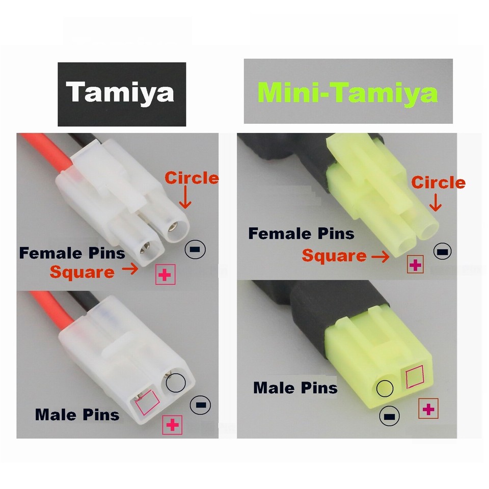 HXT 4mm Male+/Female- to Mini Tamiya Female No Wires Adapter For RC ...