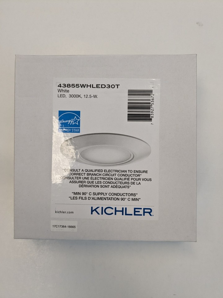 Kichler 43855WHLED30T White, LED, 3000K, 12.5-W, 6.5" Downlight ...