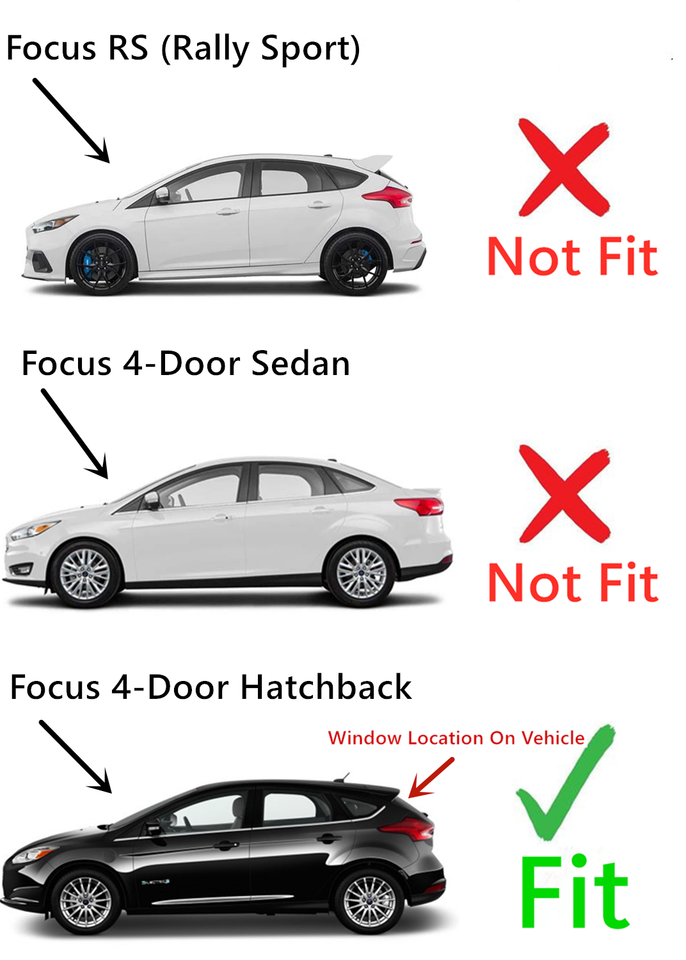 Fits 2015-2018 Ford Focus 4 Door Hatchback Rear Window Back Glass ...