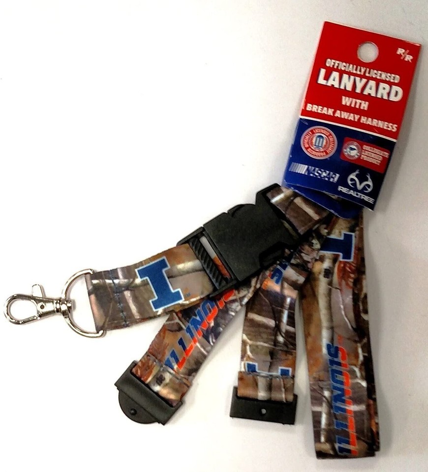 University of Illinois Fighting Illini Camo Lanyard Keychain Double ...