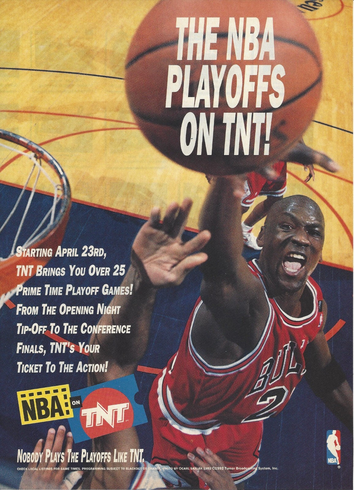 1992 Michael Jordan NBA on TNT TV Turner Network vintage PRINT AD ...