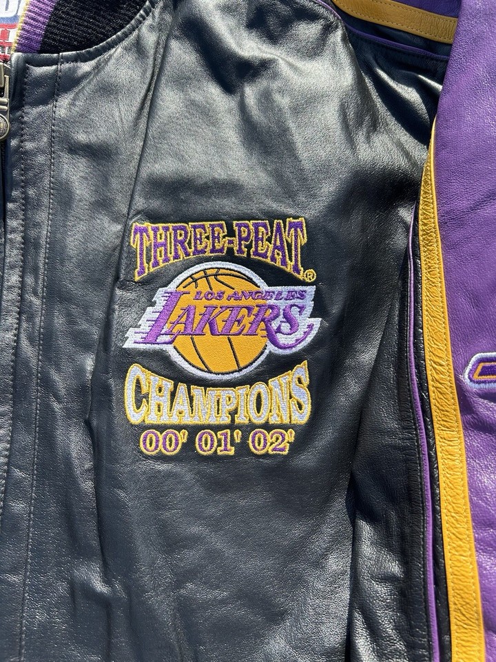 Vintage Los Angeles Lakers 3-Peat Leather Jacket Kobe Bryant And Shaq ...
