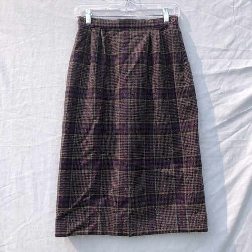 Pendleton Size 8 Purple Grey Black Plaid Pencil Skirt 100% Wool Vintage ...