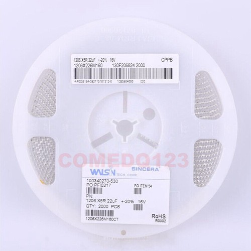 2000PCS/Reel 1206 22uF 16V X5R ±20% 1206X226M160 Ceramic Capacitors ...