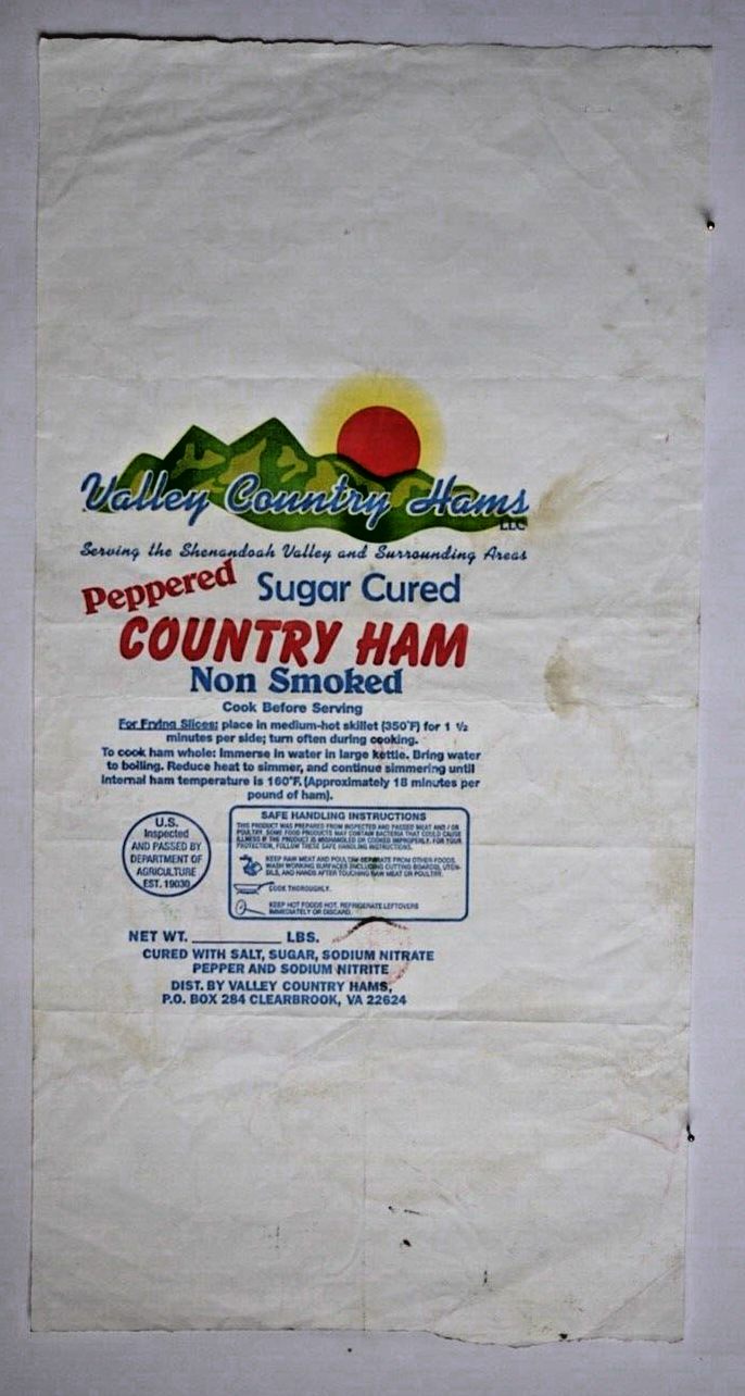 Vintage Paper Sack Bag - VALLEY COUNTRY HAMS, SUGAR CURED HAM ...