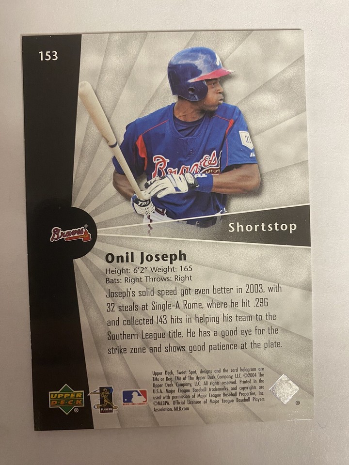 2004 (BRAVES) Sweet Spot Wood #153 Onil Joseph SB /99 Baseball Card ...