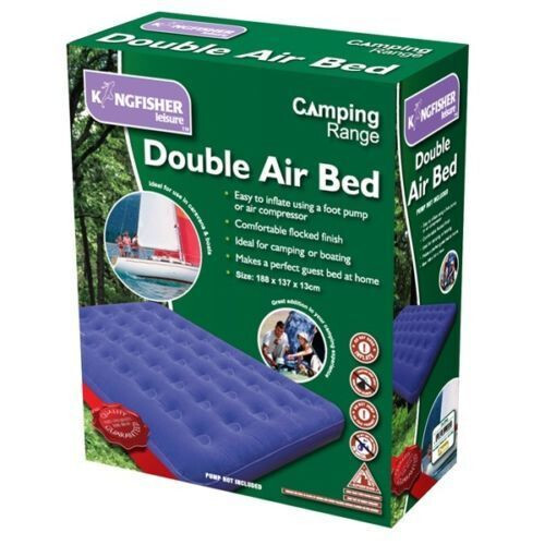 DOUBLE INFLATABLE AIR BED MATTRESS KINGFISHER GUEST CAMPING SLEEPOVERS ...