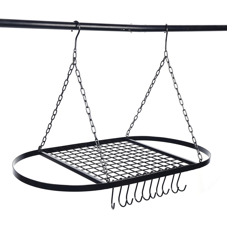 Pot & Pan Rack Ceiling Mounted kitchenware Holder Hanging Storage Shelf ...