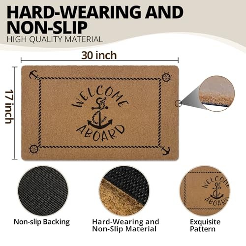 Boat Nautical Door Mat, Nautical Rugs, Welcome Aboard Doormats, Boat ...