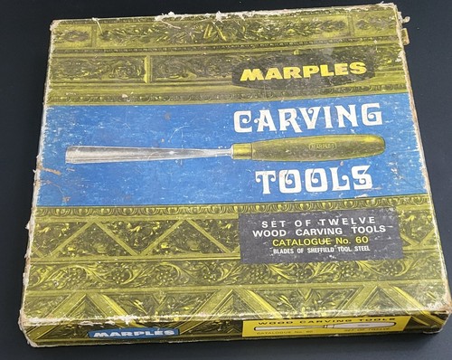 VINTAGE MARPLES No. 60 WOOD CARVING TOOLS CHISELS SET OF 12 IN ORIGINAL ...