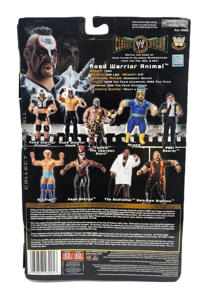 wwe wwf ljn classic superstars series 9 road warrior animal wrestling ...