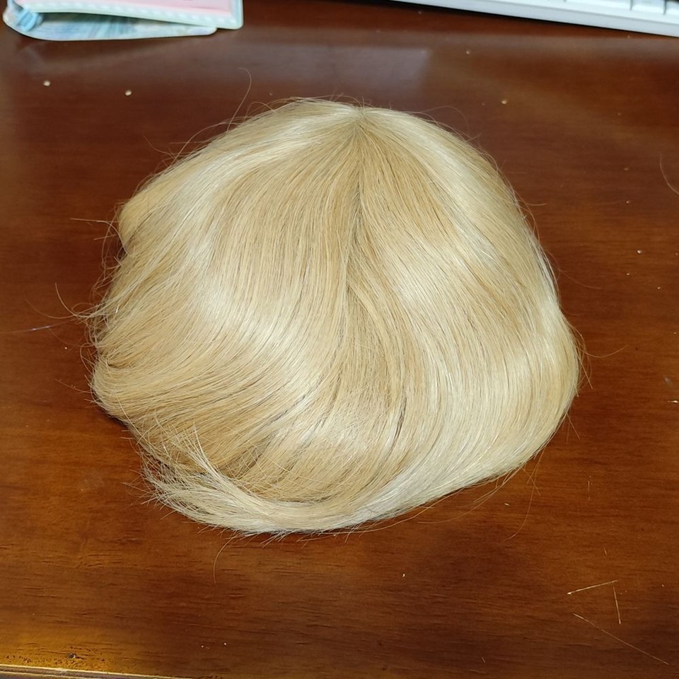 100% Human Hair Lace Front Blond Toupee Mens Wigs Prosthetic ...