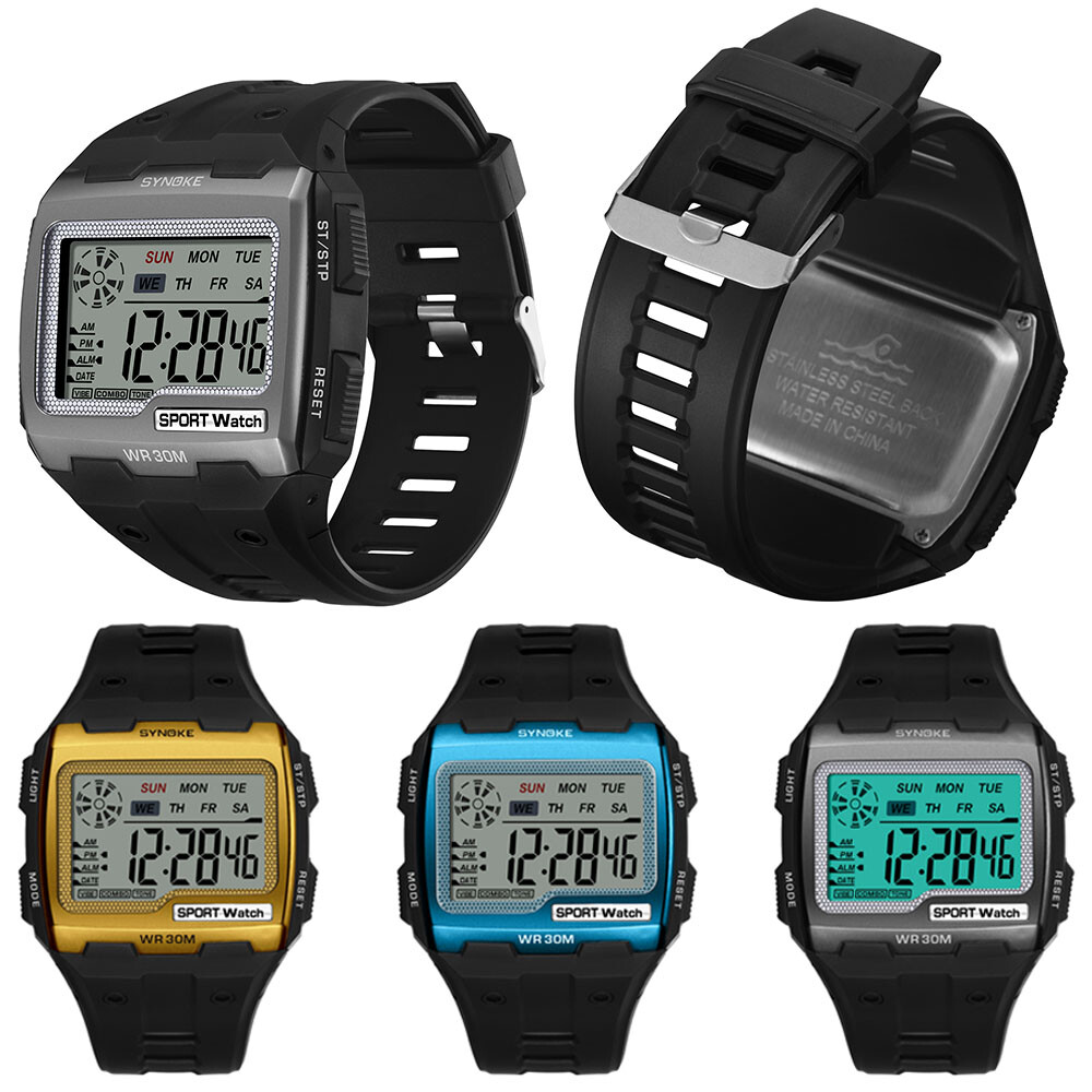 Men Sports Watch Large Face Digital Waterproof Multifunction Wrist ...