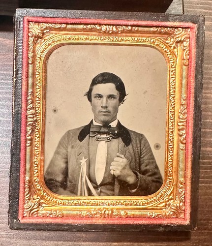 Civil War Tintype Man Wearing Cockade Secession Badge 1860s Photo ...