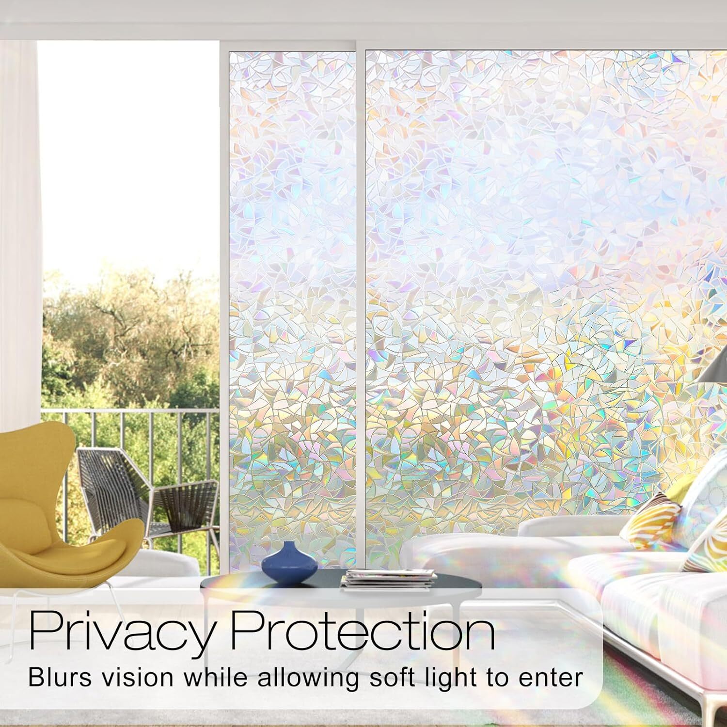 Rainbow Frosted Window Film Privacy Stained Cling Static Glass Sticker ...