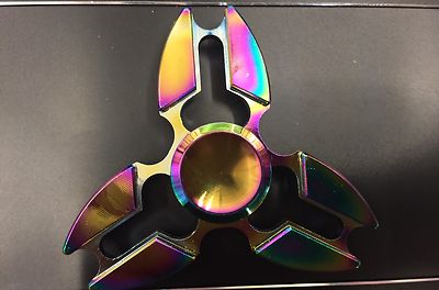 Rainbow Aluminum Tri Fidget Hand Spinner Triangle Torqbar Brass Finger ...