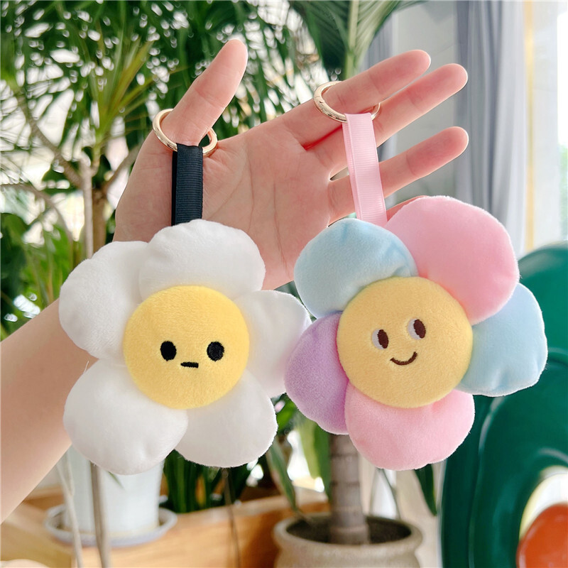 Fashion Plush Sun Flower Car Key Chains Women Ladies Bag Pendant ...