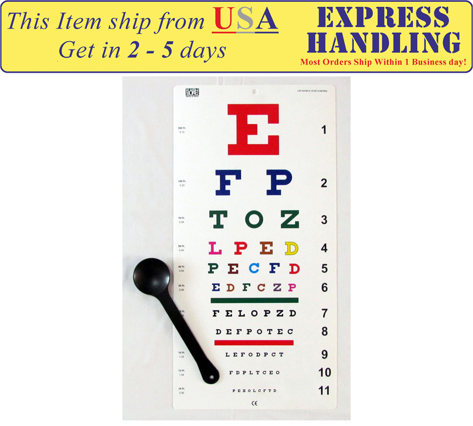 Real Snellen Eye Chart Color