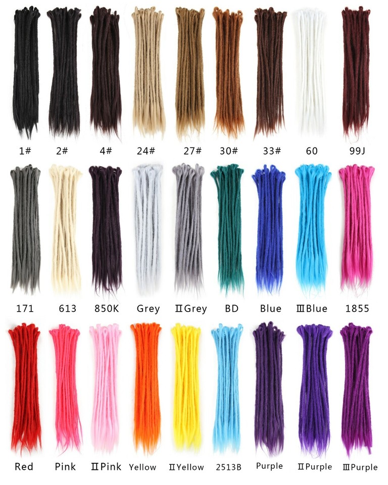 5PCS 20" 24" Dreadlocks Extensions Synthetic Single Ended Dreads SE ...