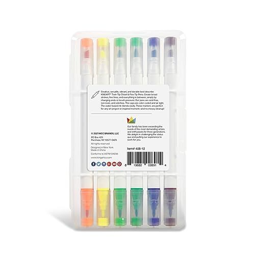 Studio Chisel & Fine Tip Marker Set of 12 Colors with Travel Storage ...