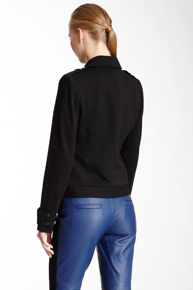 NWT $495 Robert Rodriguez Double Breasted Ponte Moto Jacket in Black ...