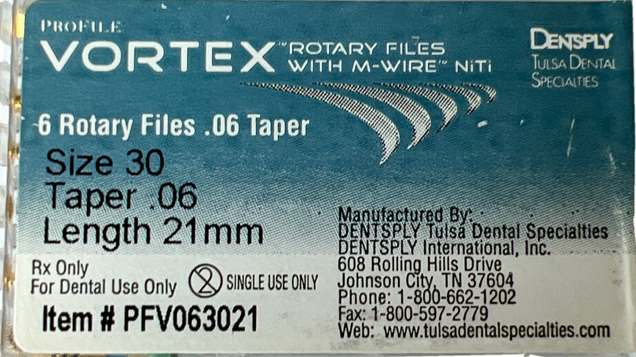 Vortex Rotary Files Size 30, Taper .06, Length 21mm | eBay