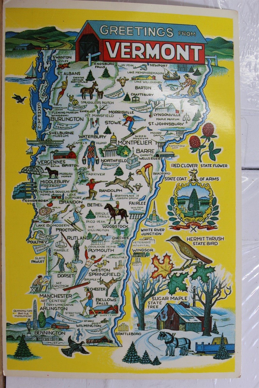 Vermont VT Greetings Map Postcard Old Vintage Card View Standard ...