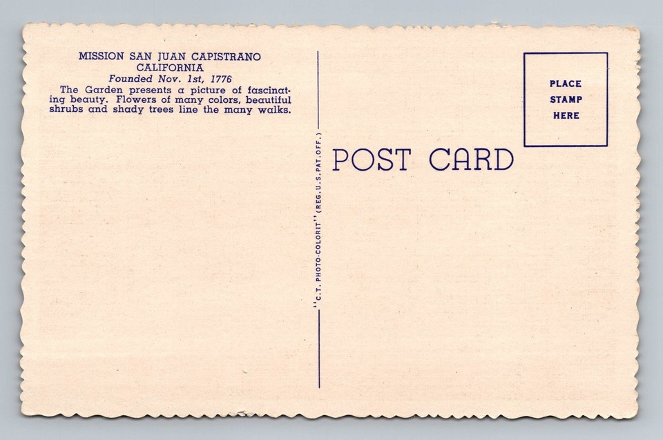 San Juan CA-California Mission San Juan Capistrano Gardens Vintage ...