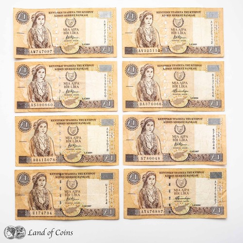 CYPRUS: 8 x 1 Cypriot Pound Banknotes. | eBay