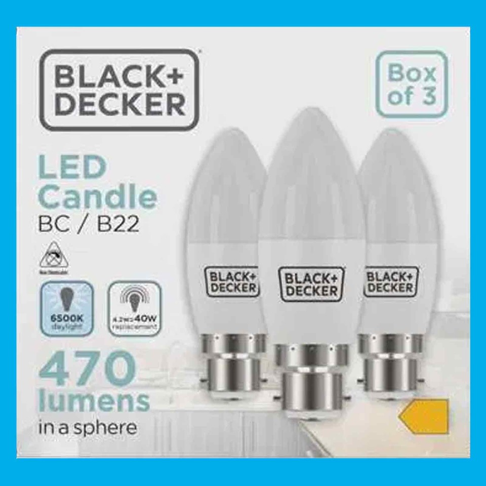 6x 4.2W (=40W) LED Candle Daylight White 6500K Bayonet Cap BC B22 Light ...