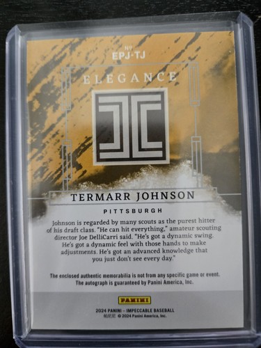2024 Panini Impeccable Termarr Johnson Elegance Patch Autograph Auto ...
