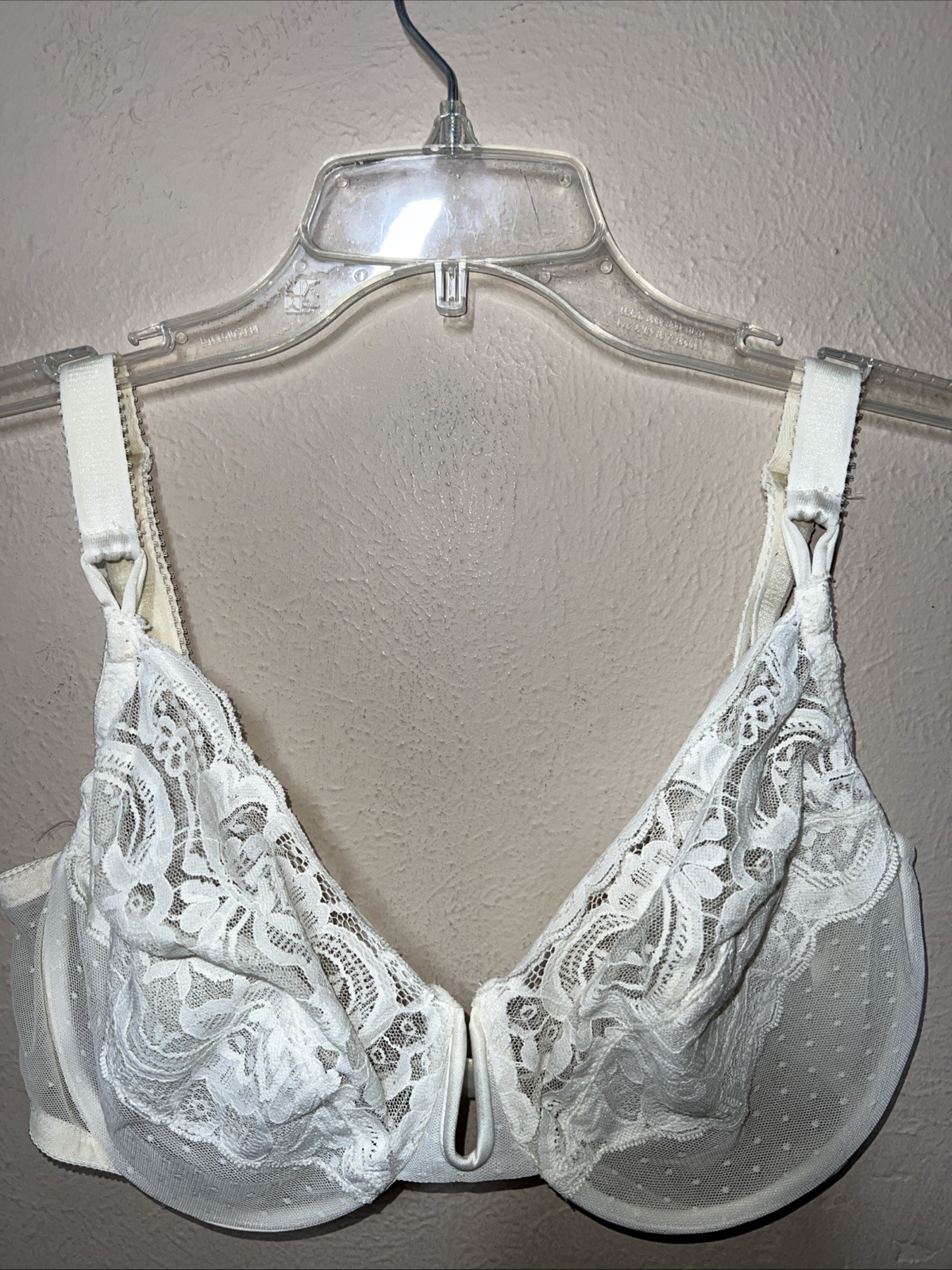 Vintage Victoria’s Secret Ivory Floral Mesh Lace Bra 36DD Sheer Sexy ...