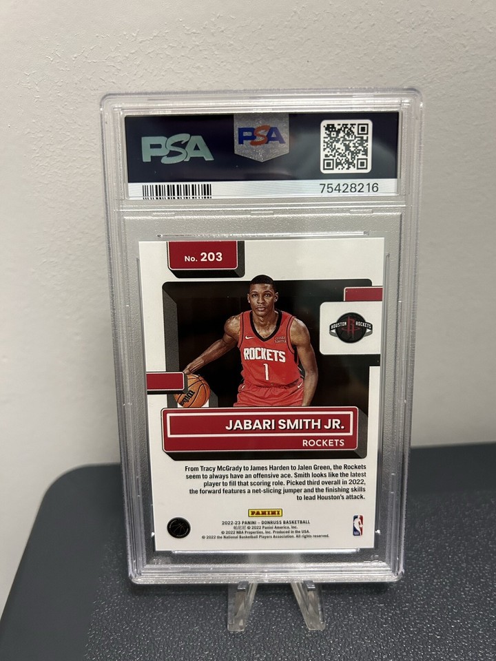 2022-23 Donruss Green Holo Laser Jabari Smith Jr. #203 SP PSA 9 Mint ...