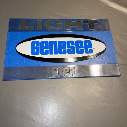 VINTAGE GENESEE LIGHT BEER SIGN BLUE SILVER PLASTIC ADVERTISING MANCAVE ...