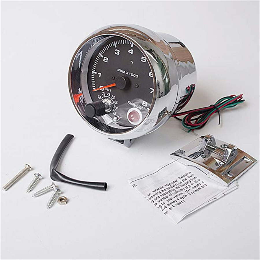 Adjustable Car Tachometer Gauge Meter Red LED Shift Backlight 0-8000 ...