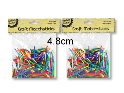 New 1200pc Coloured Wooden Match Craft Sticks Matchstick School Project ...