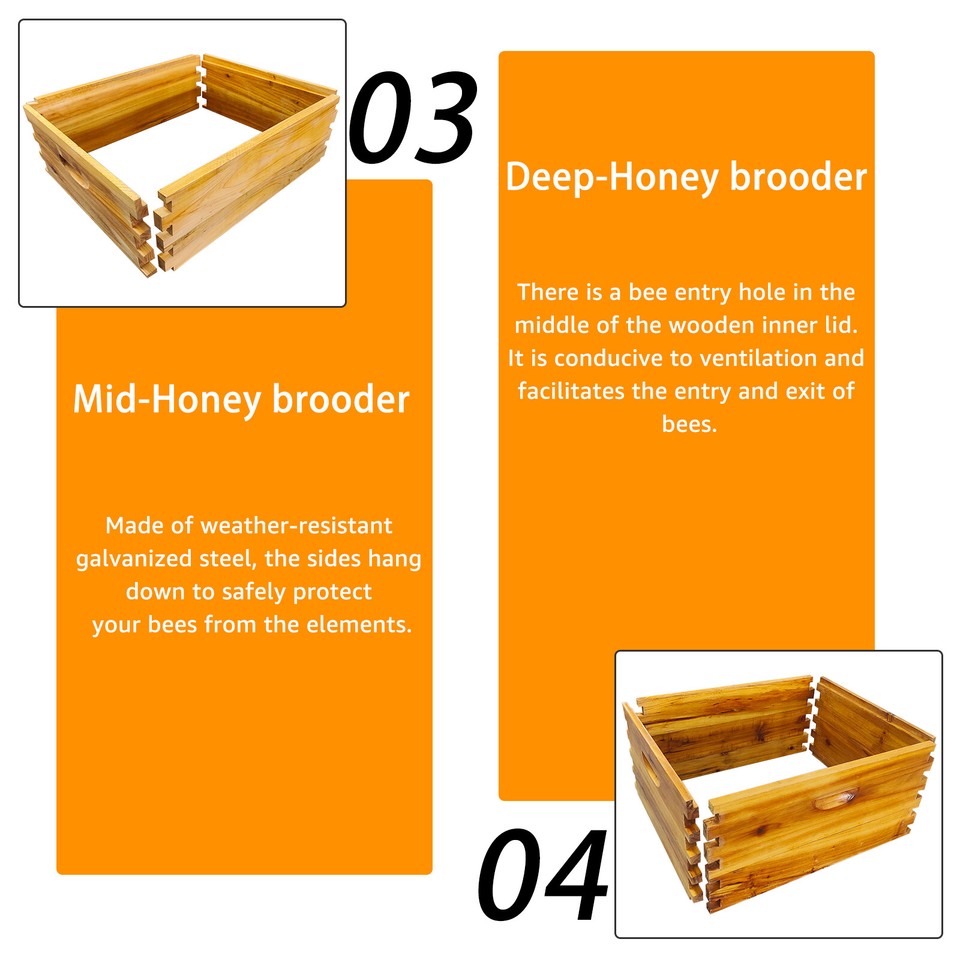 5-Piece Beehive Set for Beekeepers - 2 Deep/3 Medium Boxes, No Frames ...