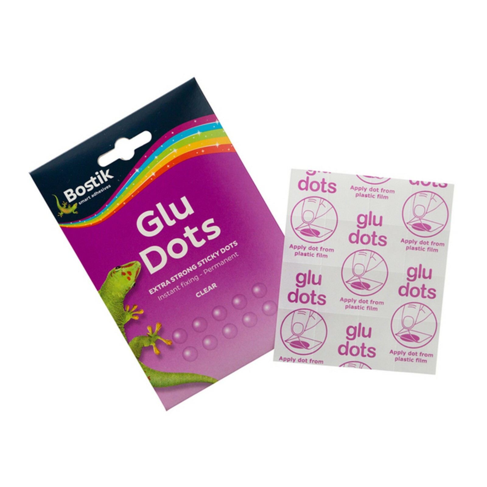 Blu Tak Glu Dots Clear Double Sided Sticky Dots 64 BOSTIK Tack Extra ...