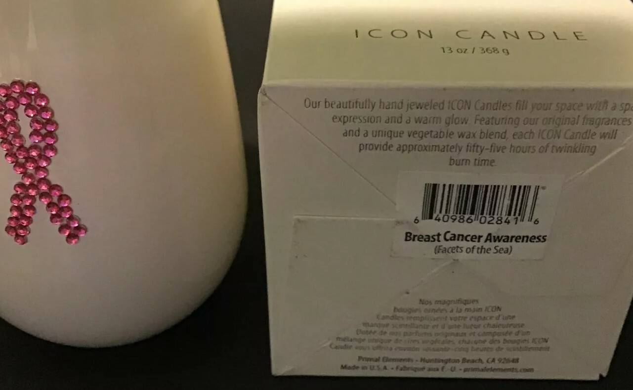 Lot Of 3 Primal Element Icon Candle Crystal Pink 13 oz,Cancer Awareness ...