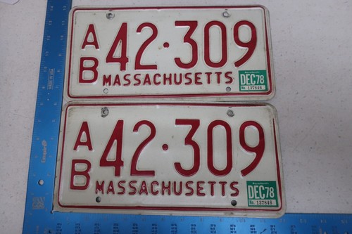 Massachusetts License Plate Tag MA 1978 78 Pair Set Natural Sticker ...