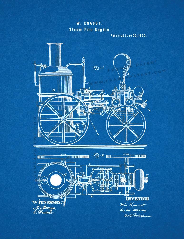 Steam Fire Engine Patent Print Blueprint | eBay