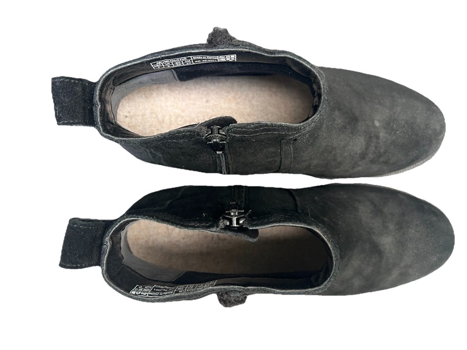 Vionic Aslynn Women's Sz 7 Bootie Suede Water Repellent Side Zip Black ...