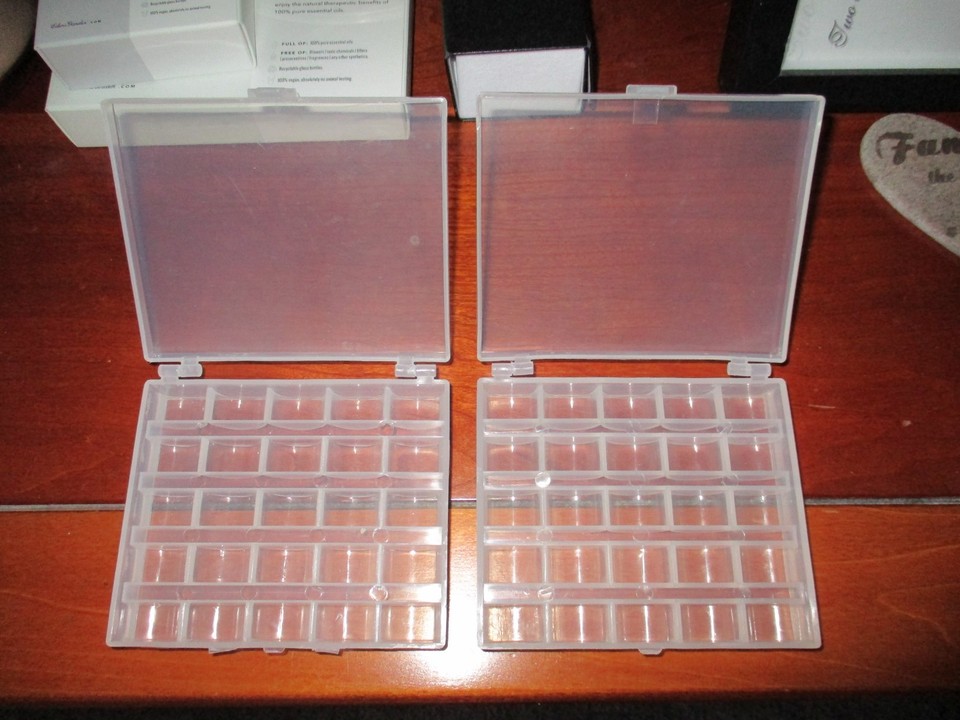 Sewing Bobbins Storage Cases (x 2) 2 Pack 25 Slots Each Empty Bobbin ...